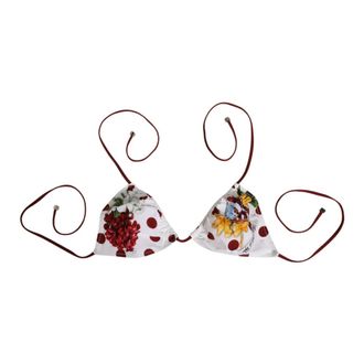 Dolce & Gabbana Rotes Bikini mit Blumenmuster - - Swimwear - Damen - Wei&szlig; - XL