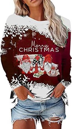 Generic Pull Moche De Noel Femme Rigolo Hiver Dr&ocirc;le Sweat Pull &agrave; Col Rond et Manches Longues Sweatshirt Slim Fit Pullover Grande Taille Sweat Haut D&eacute;contract&eacute;
