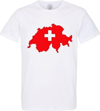 Fabulous T-Shirt Homme Col Rond Coton Bio Drapeau Carte Suisse Football Sport Equipe Nationale