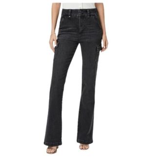 Paige Schwarze Cargo Hose mit Taschen und Doppelkn&ouml;pfen - - Jeans - Damen - Schwarzk - W24