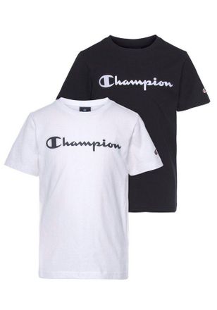 Champion T-Shirt (Packung, 2-tlg) Kurzarm, mit Logoschriftzug, aus Baumwolle und Polyester