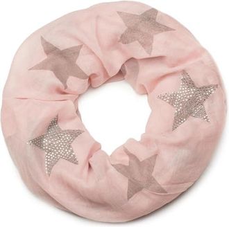 styleBREAKER &eacute;charpe tubulaire &agrave; motifs &eacute;toil&eacute;s et applications de strass nobles, femmes 01018086, couleur:Rose-Taupe