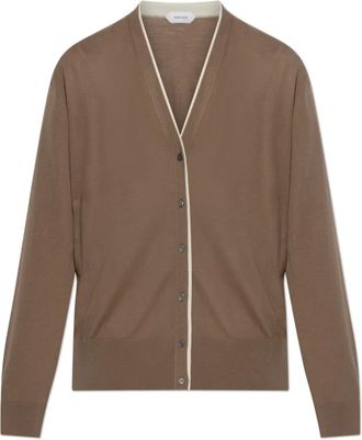 Versace Femme, Pulls, Brun, Taille: 40 FR Wool Cardigan With Embroidered Logo