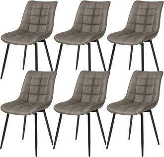 Woltu Woltu - Lot de 6 Chaises de Salle à Manger Chaises de Cusine, Assise rembourrée en Similicuir, pieds en métal, Gris Foncé