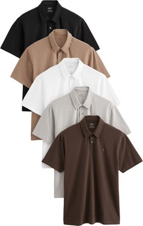 Next Herren Poloshirts aus Jersey im 5er-Pack Neutral/Monochrom 3XL