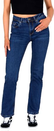 ESRA Damen Jeans-Hose Jeanshose gerader Schnitt Straight-Fit Jeans Damen High Waist bis Übergröße Große Größen G600