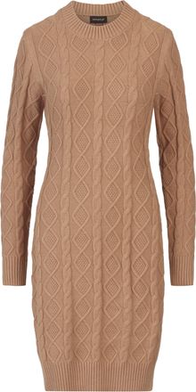 Apart Fashion APART Strickkleid mit Strukturmuster und Rundhalsausschnitt, Camel, 38