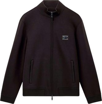 Emporio Armani Sweatshirt mit Logo-Plakette durchgehendem Rei&szlig;verschluss - - Sweatshirts & Hoodies - Herren - Braun - M