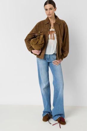 Gerard Darel Blouson en cuir velours - TACHA - Taupe