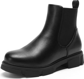 Dream Pairs Stiefeletten Damen Chelsea Boots Damen Ankle Boots Gef&uuml;ttert mit Kunstfellmaterial f&uuml;r W&auml;rme und Komfort,Size 40,Schwarz,DWEMAB2501