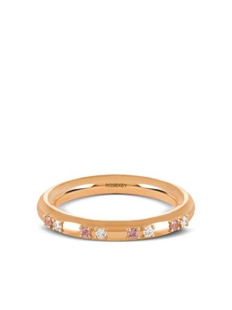 ROSEKEY bague Primrose en or 18ct pav&eacute;e de diamants et de saphirs