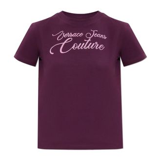 Versace Jeans Couture Femme, Tops, Rouge, Taille: 40 FR T-shirt avec des appliqués scintillants