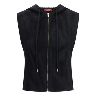 Max Mara Femme, Pulls, Noir, Taille: 36 FR Wool and Cashmere Hooded Vest