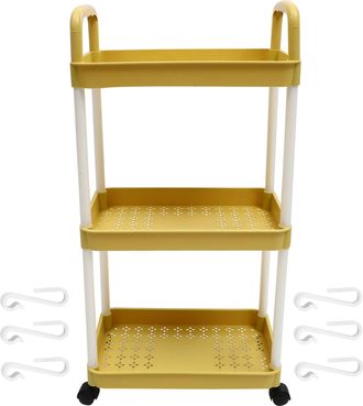 Lurrose Multifunktionaler Rollwagen mit Platzsparender Aufbewahrungswagen f&uuml;r K&uuml;che und Wohnzimmer Mobiler Organizer Trolley mit Inkl Haken und Aufklebern f&uuml;r