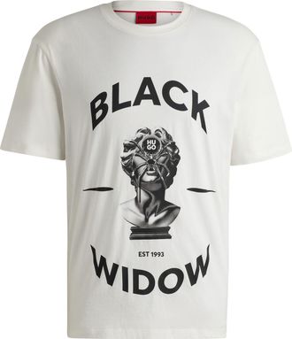 HUGO BOSS Herren Dostalgi T-Shirt aus Baumwoll-Jersey mit Spinnen-Grafik-Print Natur XL