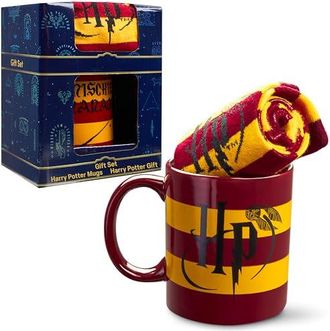 Harry Potter Ensembles de Mugs Coffret Cadeau Femme Ado Tasse Mug À Café et Chaussettes Femme Hogwarts Idée Cadeau (Tasse Jaune & Chaussettes, Tasse: 325 ml, Chaus