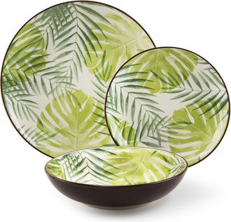 Excelsa 64367 Panama Tellerservice 18-teilig, Steingut, grün