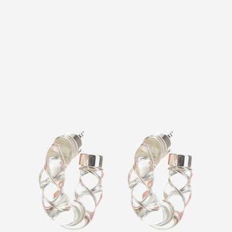 Bottega Veneta Womens Hoop Earrings Twist Silver Glass