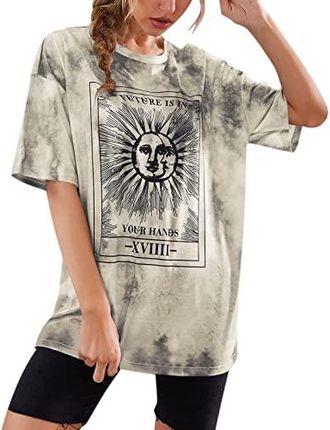 Janly T-shirt Femme Oversize Montagne T-shirt Femme avec Imprim&eacute; &Eacute;paule Conception Sp&eacute;ciale des Manches pour Hauts D&eacute;contract&eacute;s Polyester Gym T-shirts pour 