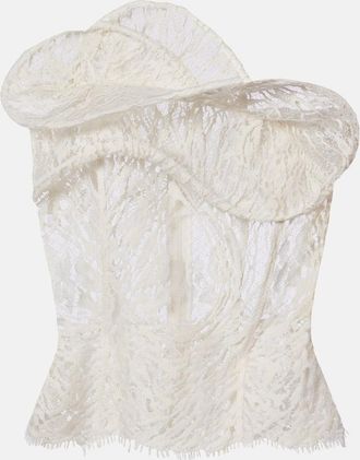 Magda Butrym Top en dentelle et coton m&eacute;lang&eacute;