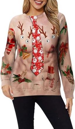 Generic PullDe Noel Femme Sweat-Shirt Femme sans Capuche Manches Longues Col Rond Nouveau Design Graphique 3D Original Style DéContracté Confortable