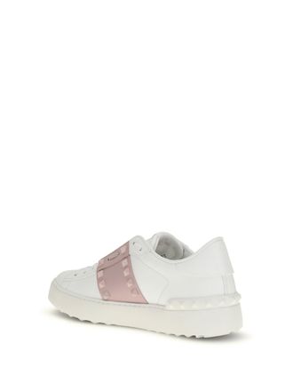 Valentino Garavani Womens Sneakers Open Rockstud White-Water Rose Rose-White Upper: Calf Leather Trainers White/water Rose/white