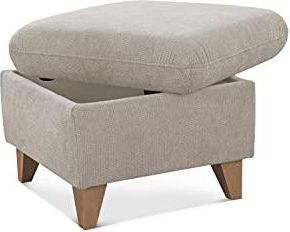 Cavadore Hocker Lotta / Skandinavischer Stauraumhocker als Beistellhocker oder Fußhocker / 58 x 47 x 58 / Webstoff, Paris Creme, Quadratisch