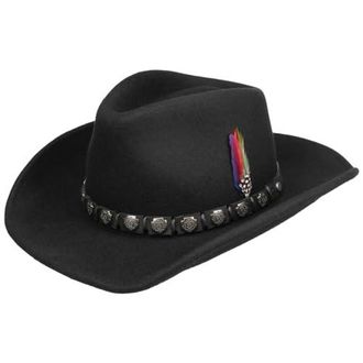 Stetson Chapeau Hackberry Western Homme - en Laine de Cowboy Feutre avec Bandeau Cuir Hiver Automne Ete Printemps Printemps-ete - S (54-55 cm) Noir