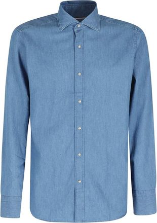 Tintoria Mattei Homme, Chemises, Bleu, Taille: M Chemise en denim d&eacute;lav&eacute;
