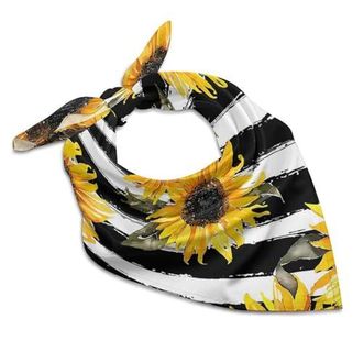 Generic Écharpe carrée en soie légère avec motif tournesol aquarelle et tournesol pour cheveux, foulard respirant, cadeau pour femme et homme, multicolore, 46