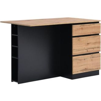 Vente-Unique Vente-unique - Ilot central de cuisine avec 6 tiroirs et 4 niches en mdf - Naturel clair et Noir - pomarela