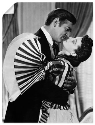 Artland Wanddeko Poster & Kunstdrucke Wandposter Schwarz Wei&szlig; Filme TV Kino Amerika Paar Liebe Romantik Vom Winde verweht 1939 B9GZ