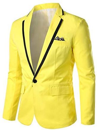 Generic Vestes pour homme - Élégantes et décontractées - Pour les affaires, les fêtes de mariage, les sorties - Hauts - Coupe ajustée, jaune, XL