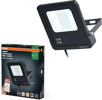 Osram WIFI Smartes High-Power Flutlicht, dunkelgrau, 50W, 4000lm, regulierbares Farblicht & Weißlicht, dimmbar, App-steuerbar, inklusive Befestigungszubehör