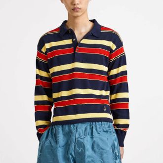 J.W.Anderson Navy-gestreiftes Poloshirt aus Baumwollmischung