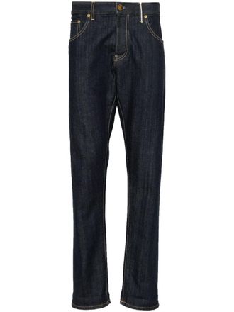 Pantaloni Torino jean droit &agrave; ourlet retrouss&eacute; - Bleu