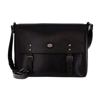 The Bridge Schwarze Lederschultertasche Lorenzo - - Bags - Herren - Schwarzk - ONE SIZE