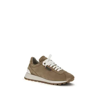 Brunello Cucinelli Womens Beige Calf Leather Bos Taurus Platform Sneakers