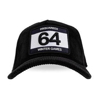 Dsquared2 Homme, Accessoires, Noir, Taille: ONE Size Casquette en velours c&ocirc;tel&eacute;
