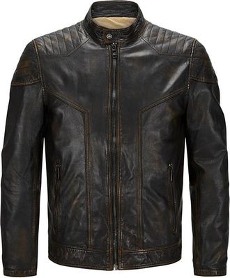 Milestone Herren Lederjacke blau uni mit Motiv