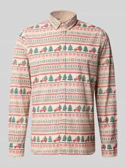Montego Regular Fit Freizeithemd mit Button-Down-Kragen im Allover-Look
