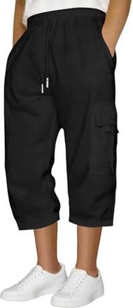 Generic Pantalon de jogging pour homme - Gris - Longueur 3/4 - Pantalon de loisirs baggy - Confortable - Pantalon de plage respirant - Pantalon de surv&ecirc;tement