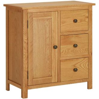vidaXL Vidaxl - Armoire de rangement en bois de ch&ecirc;ne massif 70x35x75 cm - 1 porte et 3 tiroirs - Assemblage requis - Pour int&eacute;rieur rustique