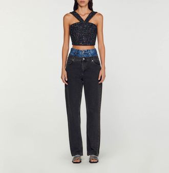 Sandro Top bustier en tweed