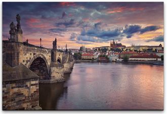 Paul Sinus Art Prag Skyline Wandbild in verschiedenen Gr&ouml;&szlig;en W&auml;hle Deine Gr&ouml;&szlig;e 40x60cm
