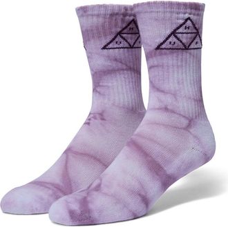 HUF SOCKS TRIPLE TRIANGLE TIEDYE CREW PURPLE