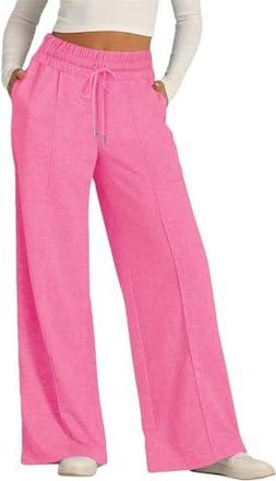 Generic Pantalon de surv&ecirc;tement taille haute &agrave; jambe large pour femme : pantalon de jogging athl&eacute;tique ample doux avec cordon de serrage, pantalon d&eacute;contract&eacute;