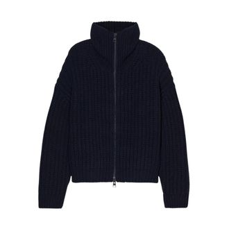 Closed Grober Strick Cardigan mit hohem Kragen und Rei&szlig;verschluss - - Knitwear - Damen - Blau - XS