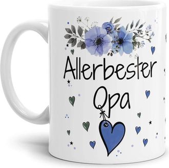 Tassendruck Tasse mit Spruch - Allerbester Opa - Schöne Geschenkidee/zum Geburtstag für beste Freunde und Familie/Danke Tasse - Weiß