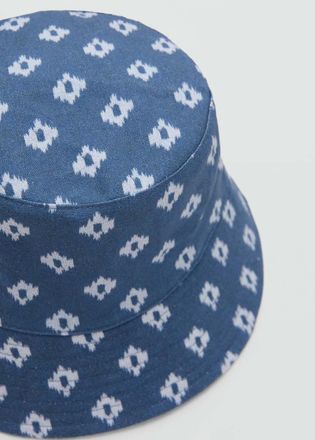 Mango Chapeau 100% lin imprim&eacute; bleu marine - Homme - Taille unique - MANGO MAN